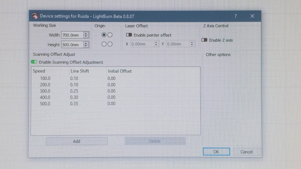 Scanning Offset Adjustment Erratic - LightBurn Software Questions - LightBurn Software Forum