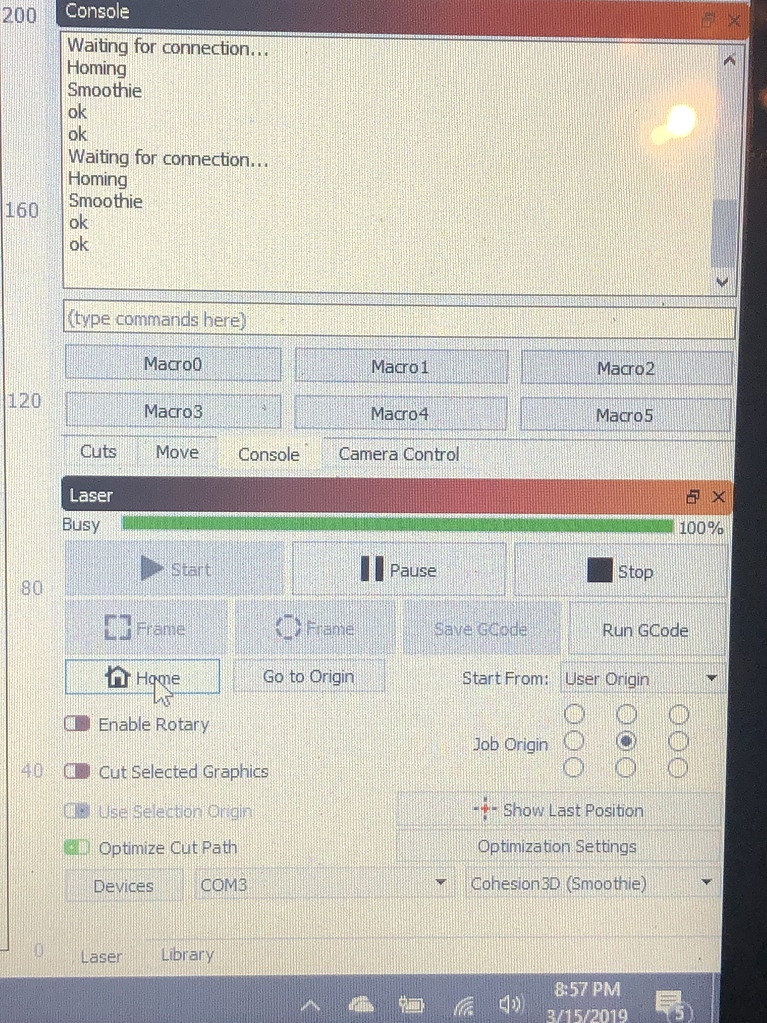 Issue with initializing laser - Getting Started With LightBurn - LightBurn Software Forum