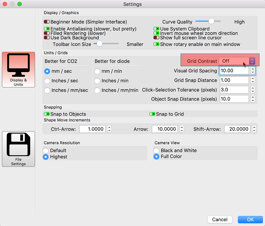 How do I get a grid on the homescreen? - LightBurn Software Questions ...