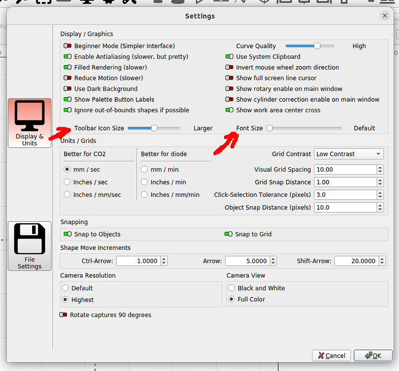 Light Burn Screen Font Size Adjustment - LightBurn Software Questions ...