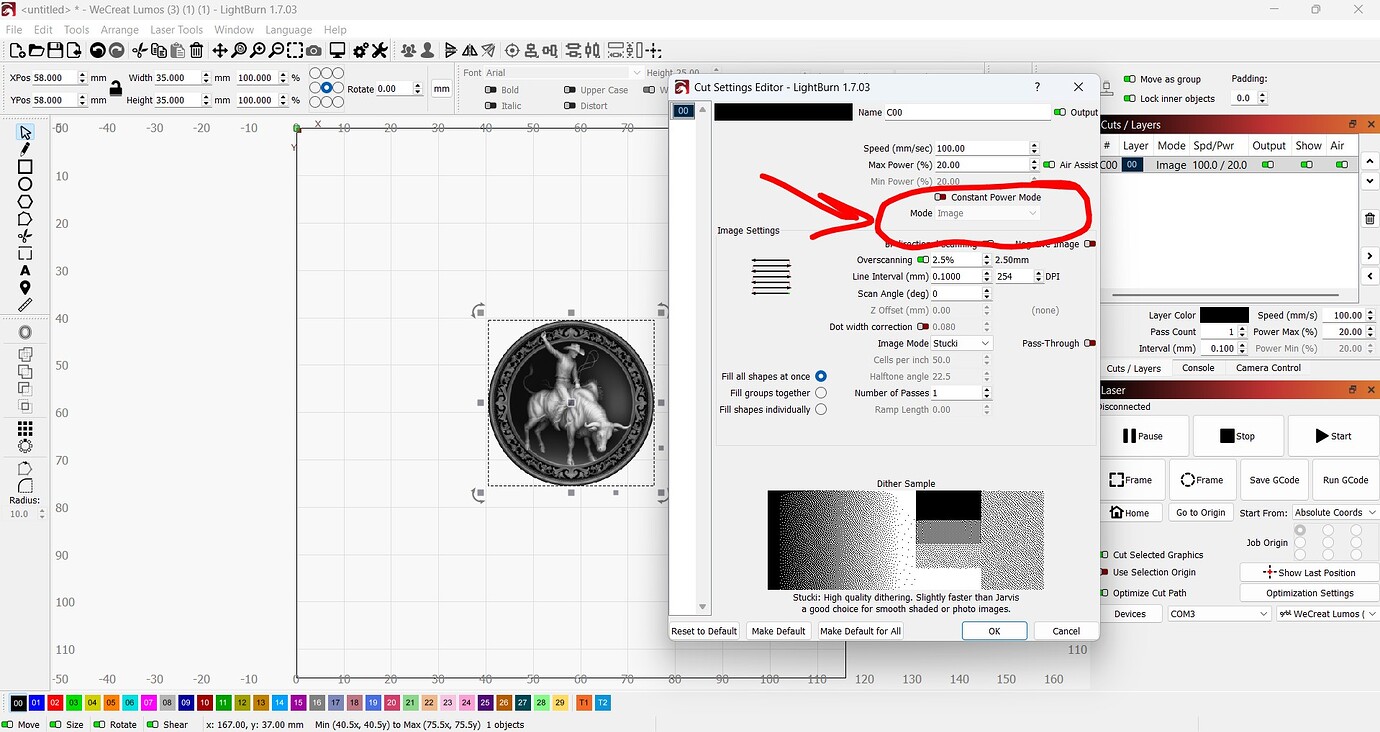 Deep engraving - Wecreat Lumos - GRBL - LightBurn Software Forum