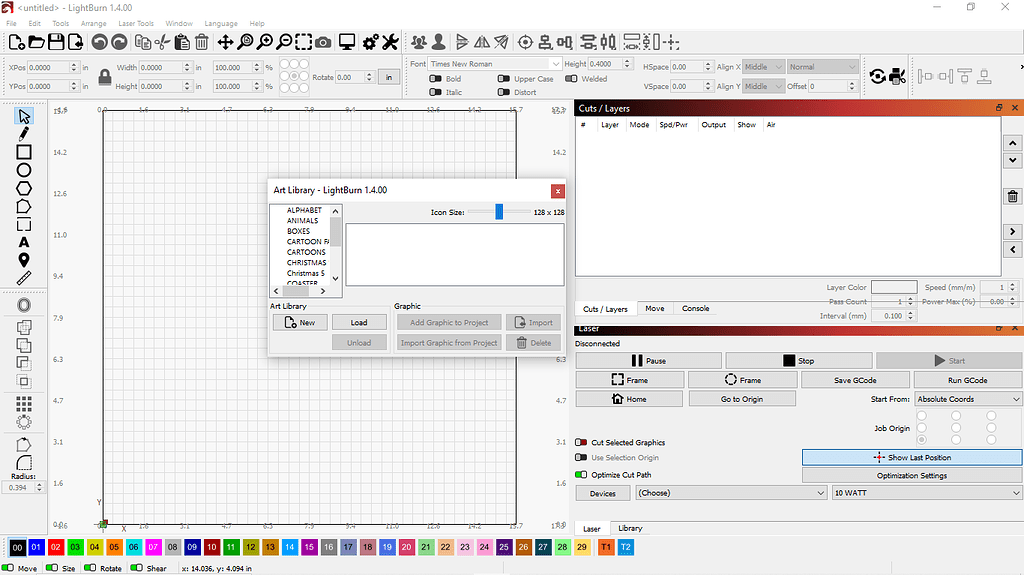 Getting Art Library to "nest" into top row of Windows - LightBurn ...