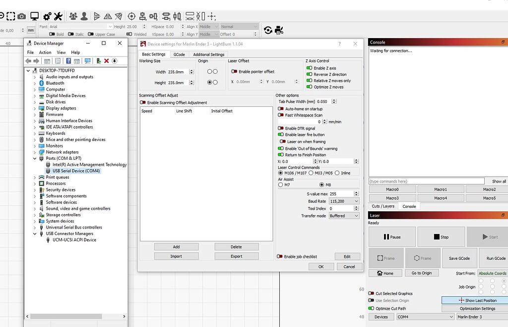Connect laser to Lightburn - LightBurn Hardware Compatibility ...