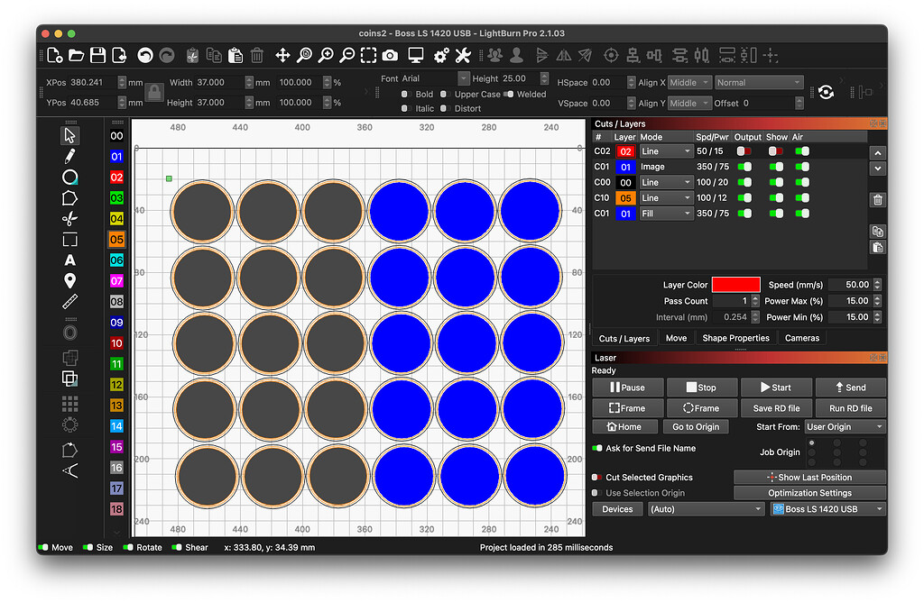 Bitmap engravings offset from circle outlines in preview and output ...