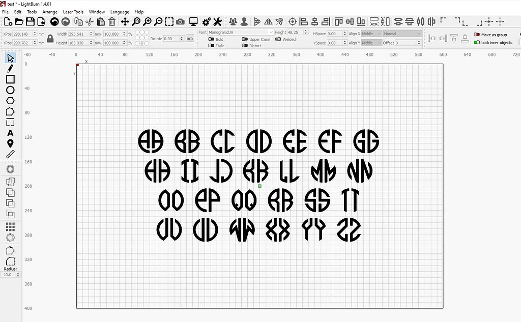 Monogram Font in Lightburn - Finished Creations - LightBurn Software Forum