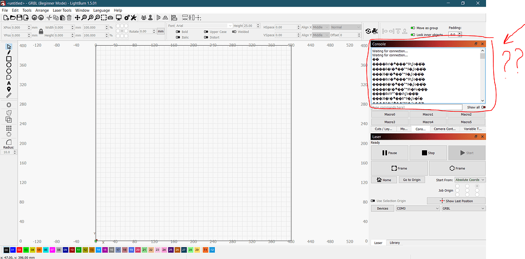 Waiting for connection... JB ! - GRBL - LightBurn Software Forum