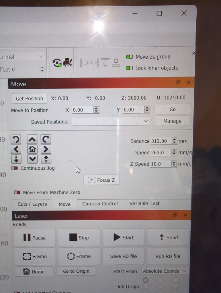 I changed the numbers in Distance in the move tab - LightBurn Software ...