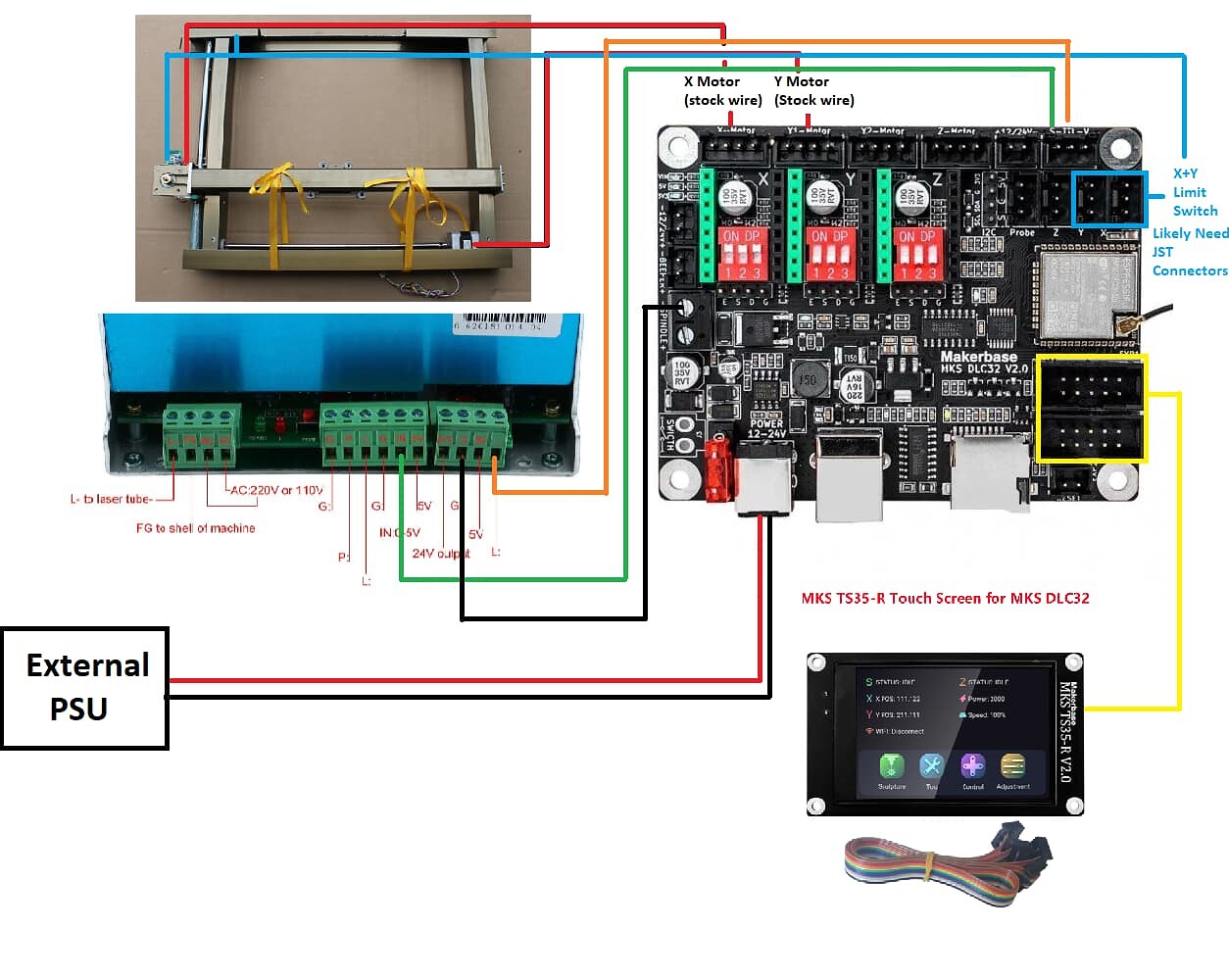 How does this wiring setup look for K40 + MKS DLC32 2.1 - Community ...