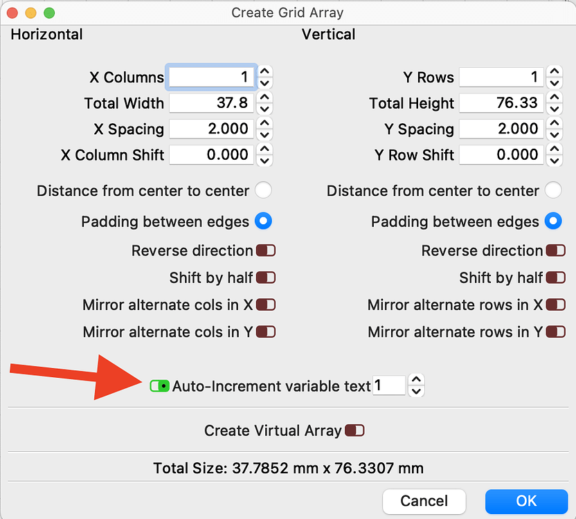 Incrementing a variable in circular tables - LightBurn Software ...