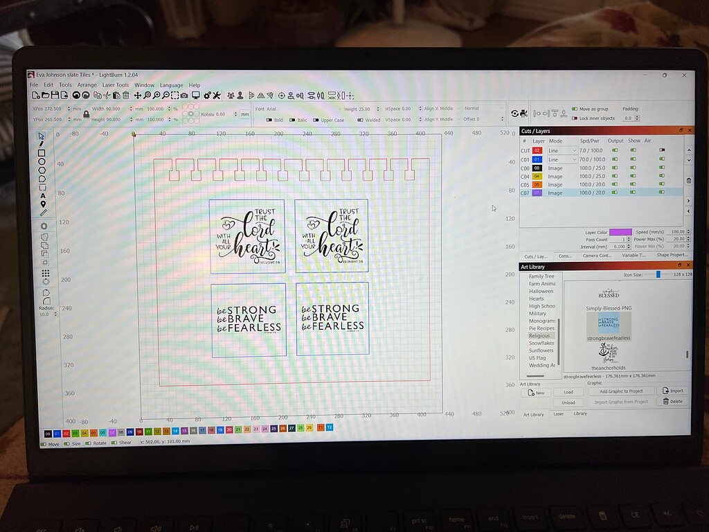Layer colors not showing on canvas - LightBurn Software Questions ...
