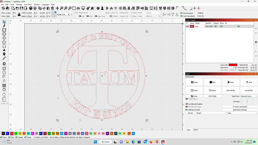 Monogram in circle with words - Community Laser Talk - LightBurn ...