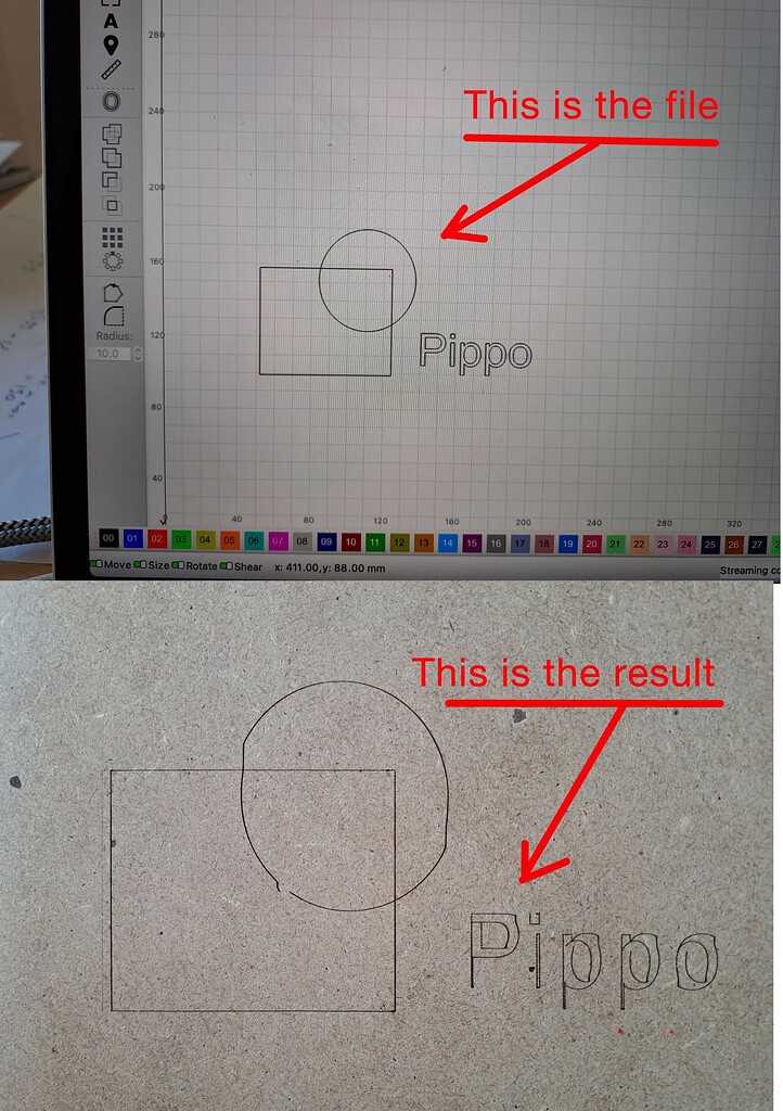 The laser distorts shapes and characters - Sculpfun - LightBurn ...