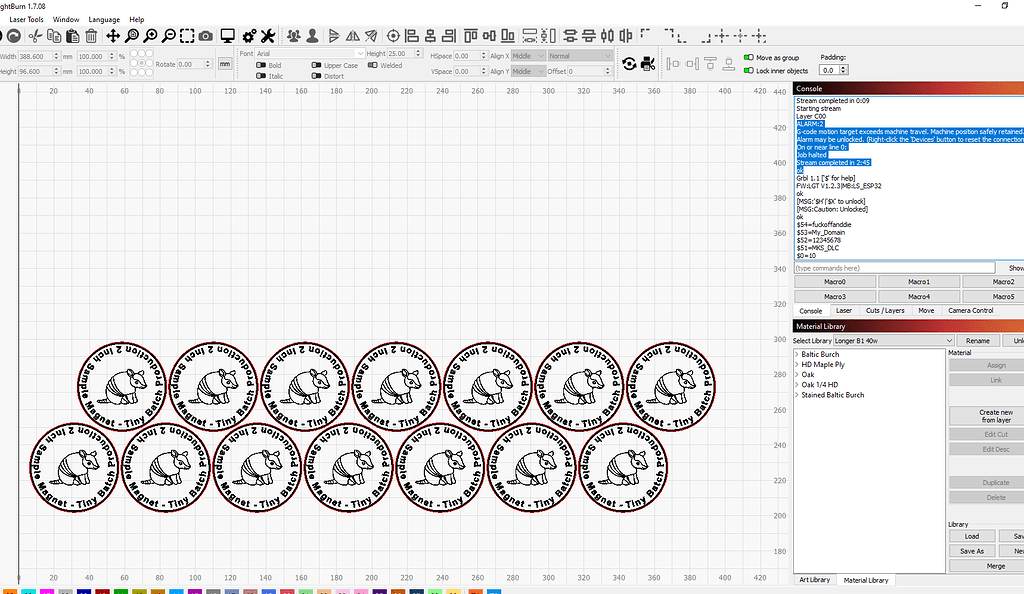 ALARM:2 G-code motion target exceeds machine travel v1.7.08 - LightBurn Software Questions ...