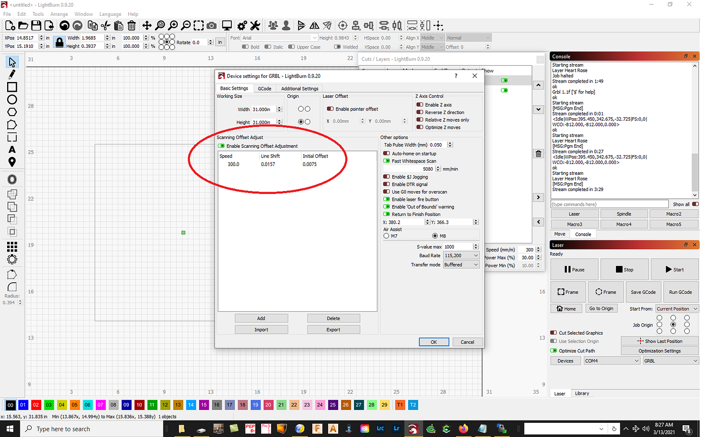 Scanning Offset Adjustment help - LightBurn Software Questions ...