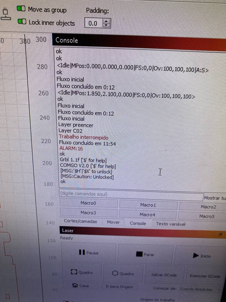 Comgrow stops working and alarm 16 appears on the console - LightBurn Software Questions ...