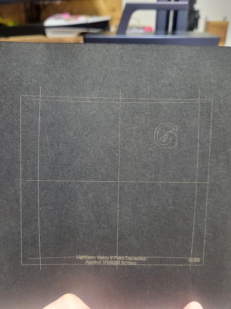 Ran 9 point galvo correction, now bad squares are good but good circles ...