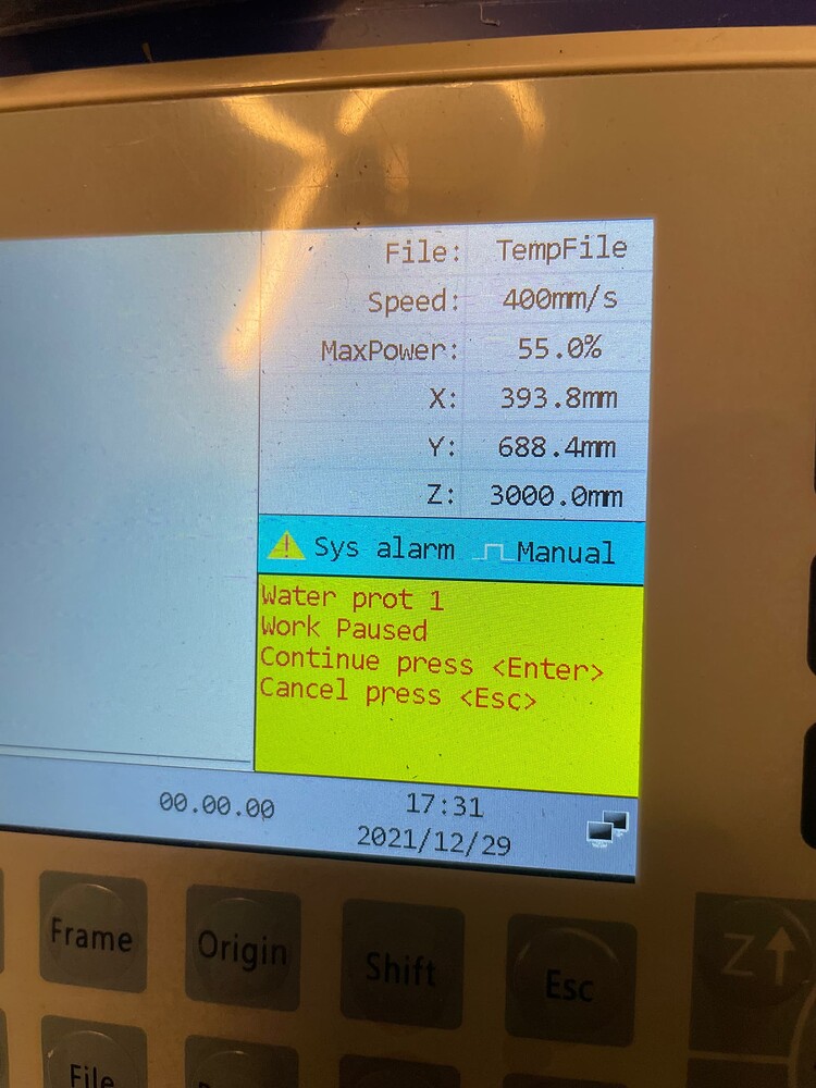 Water Prot 1 error when starting every job - Ruida controllers ...