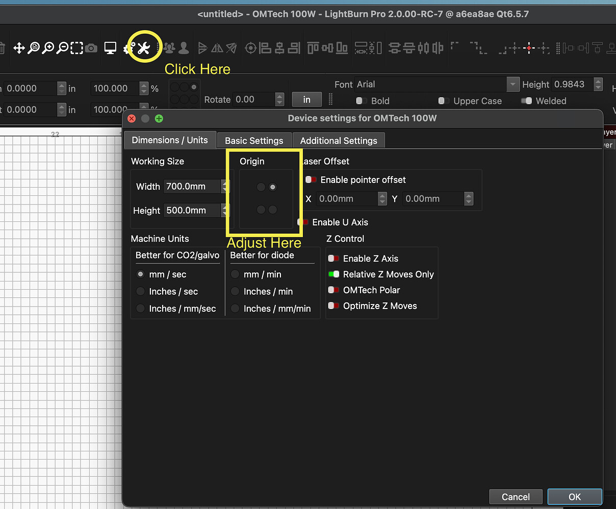 Make a correction in the Profile Setup in Lightburn 2.0 - LightBurn ...
