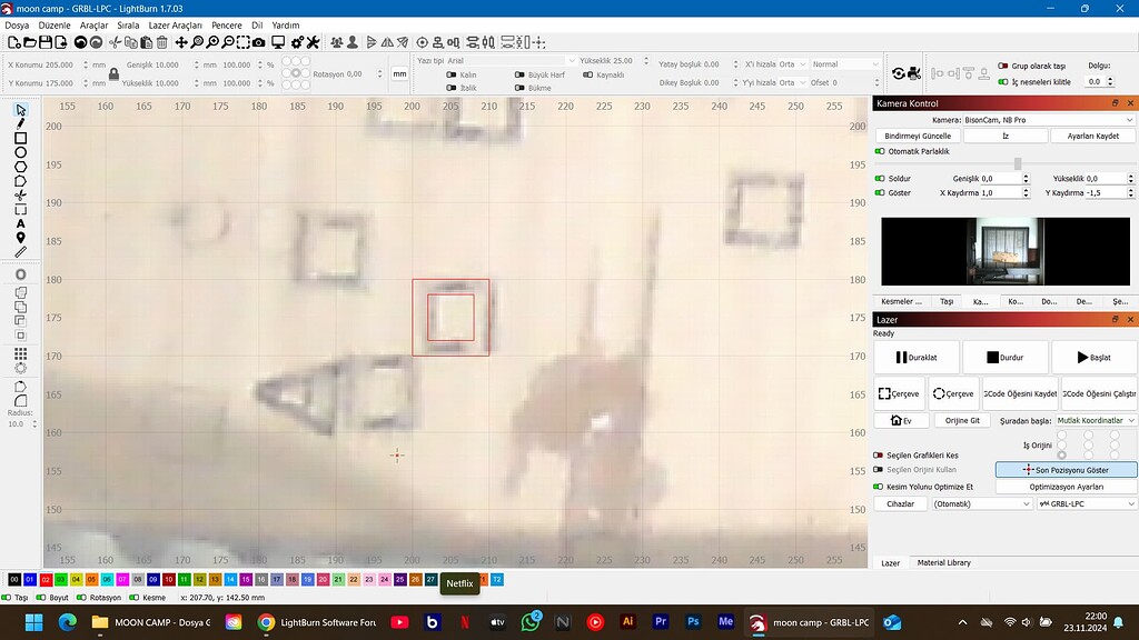 I am experiencing drift in the drawing between the camera (work area ...