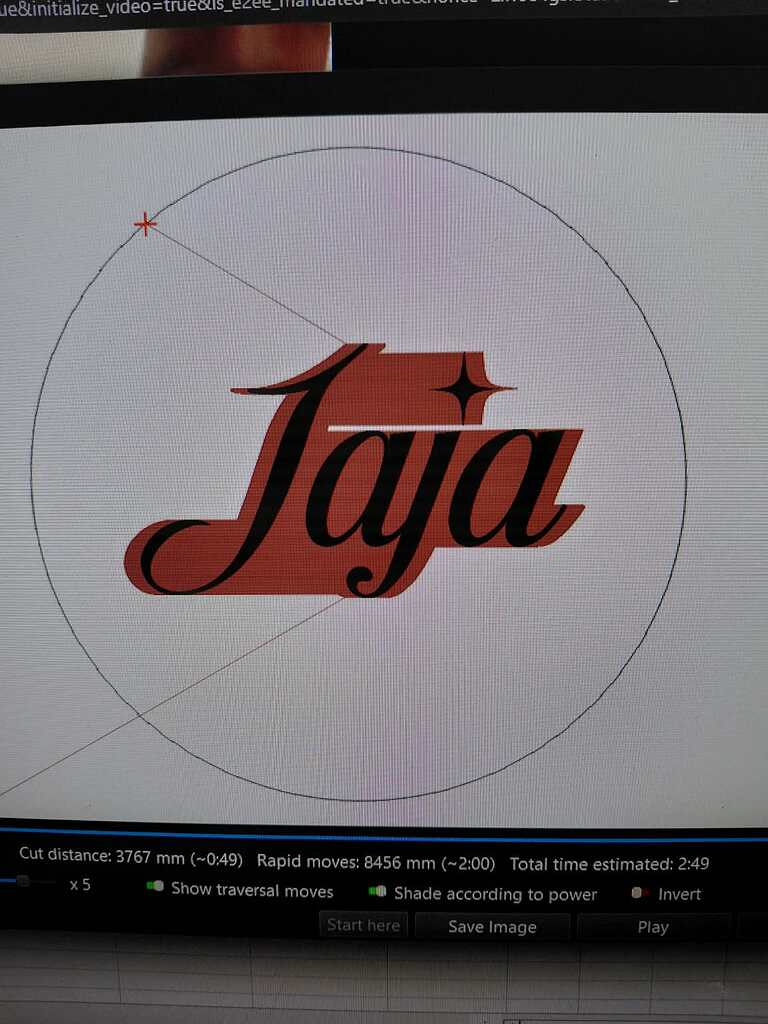 Lightburn Preview shows the text is centered or within the jig but ...