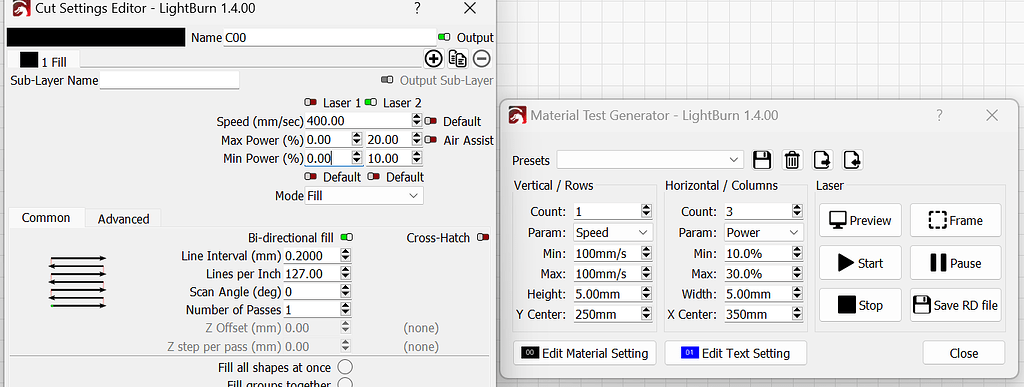 Material test laser 2 dsp - LightBurn Software Questions - LightBurn ...