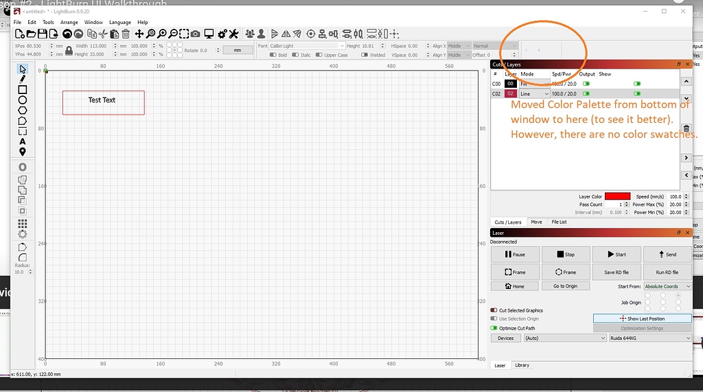 Another... Color Palette/Layers Issue - Getting Started With LightBurn ...