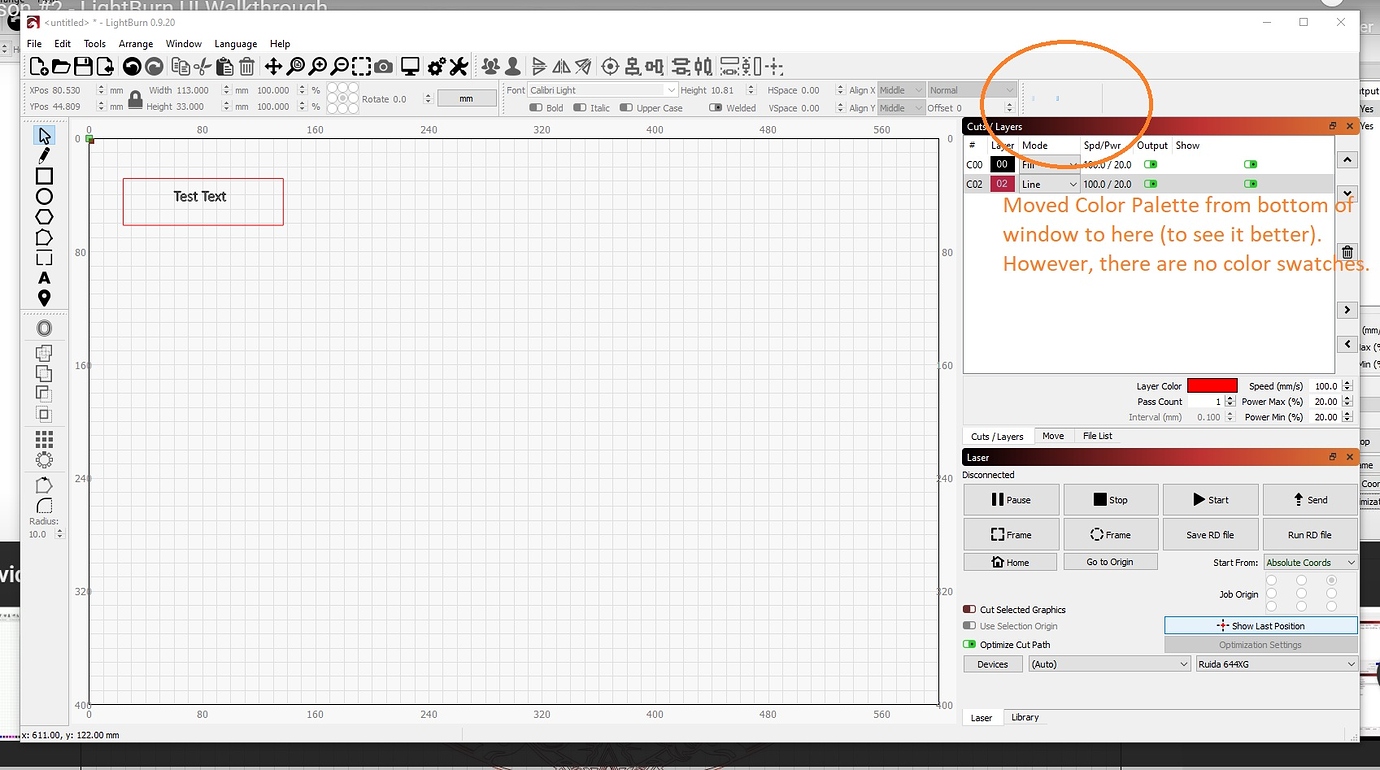 Another... Color Palette/Layers Issue - Getting Started With LightBurn ...