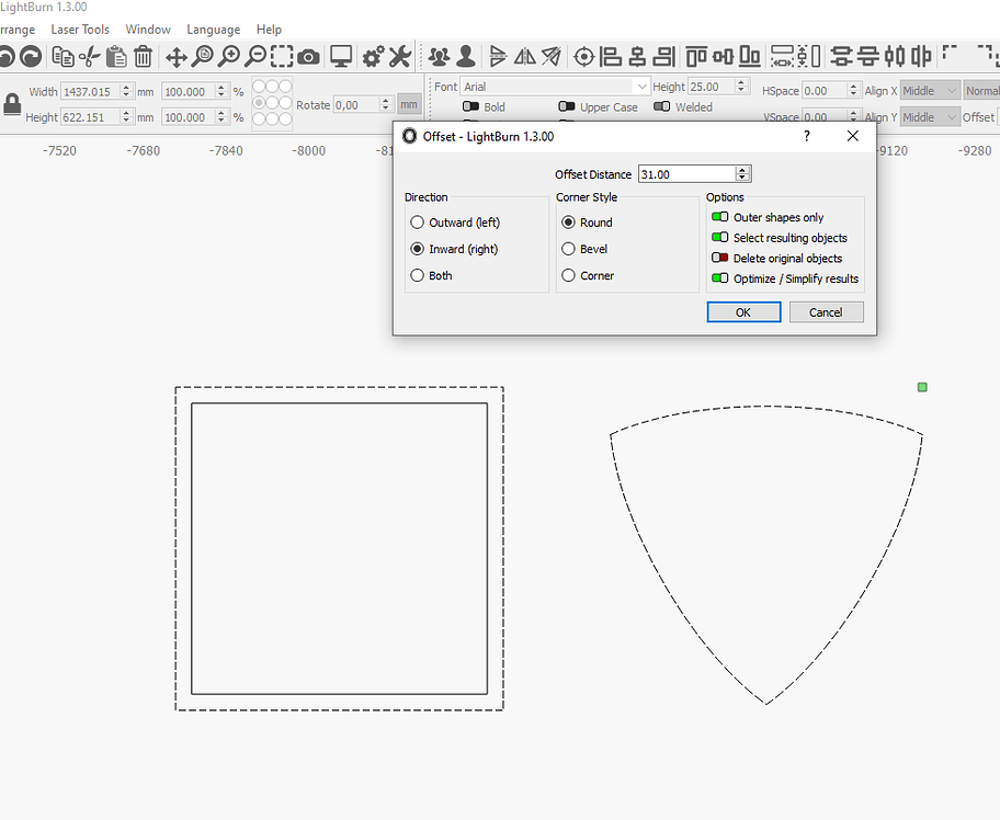 Can not offset shapes correctly - LightBurn Software Questions ...