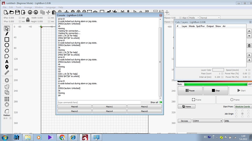 AtomStack Error 9 - coordinate system - Atomstack - LightBurn Software Forum