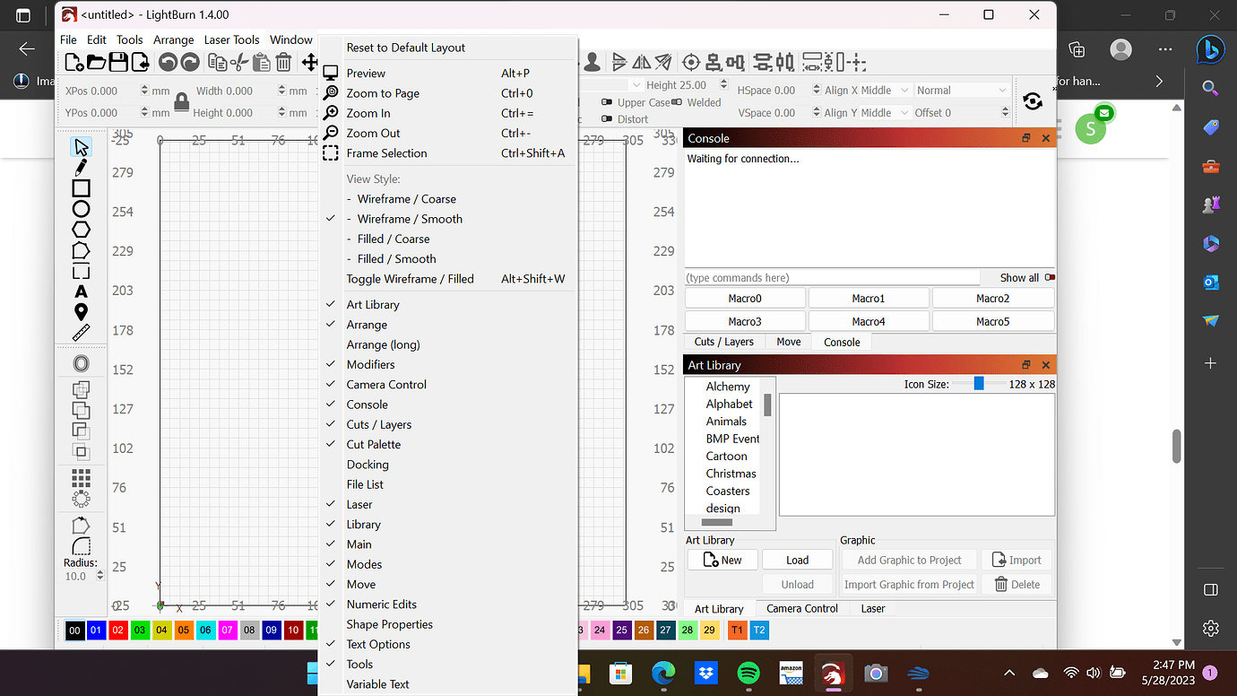 Material Library Window doesn't show - LightBurn Software Questions ... Material Library Window doesn't show - LightBurn Software Questions ...