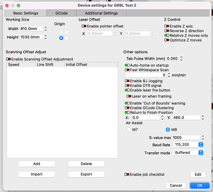 Aligning Lightburn Laser With Workable Area Lightburn Software Questions Lightburn Software