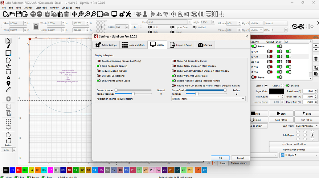 LB 2.0.02 and still can't see the bottom of the cut setting editor ...