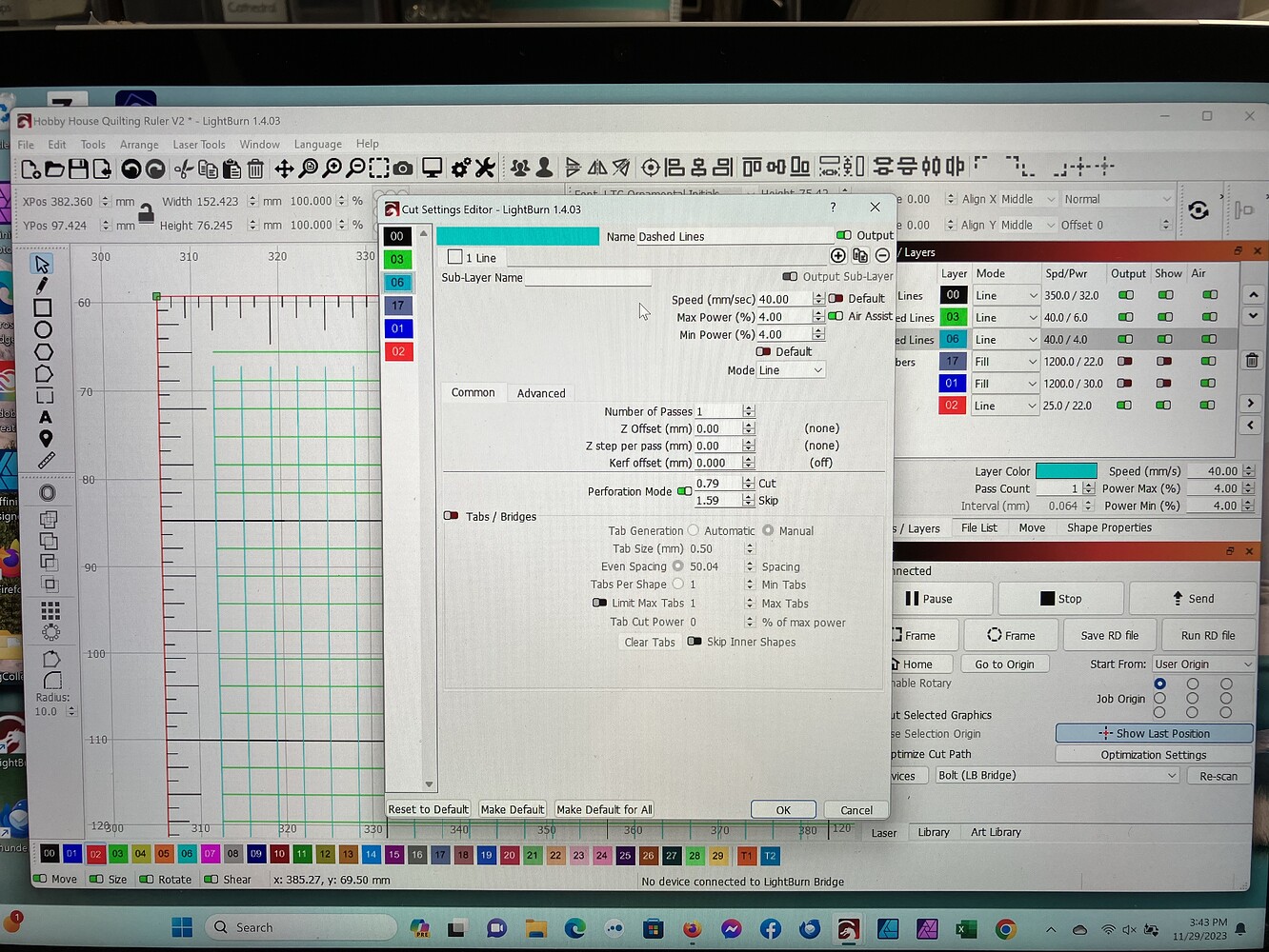 Perforation mode staggers lines - LightBurn Software Questions - LightBurn Software Forum