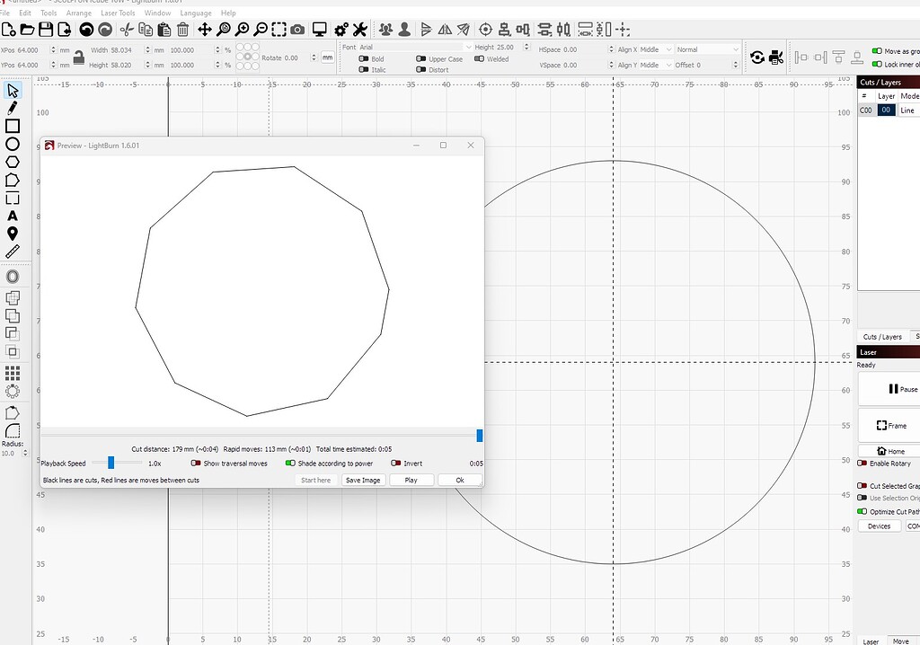 A problem with cutting out a shape imported from an SVG file ...