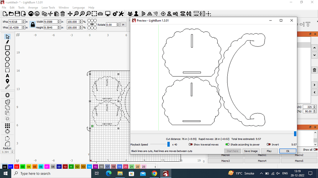 Changing shape of job, when punching offset setting - LightBurn ...