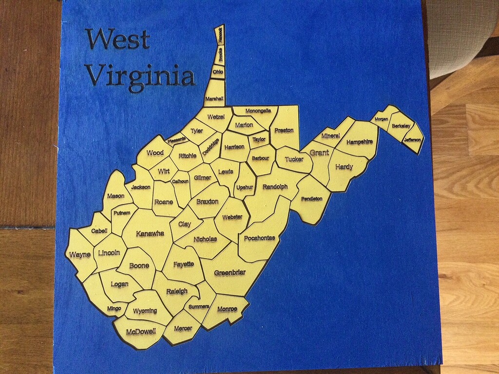WV County Puzzle - Finished Creations - LightBurn Software Forum