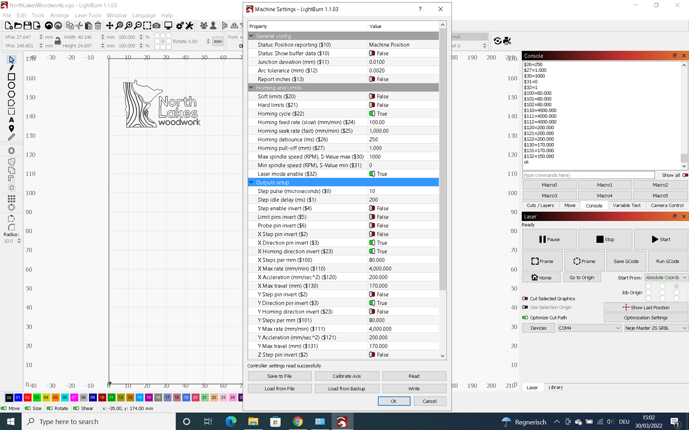 Laser power does not increase using lightburn but is ok with Neje's own ...
