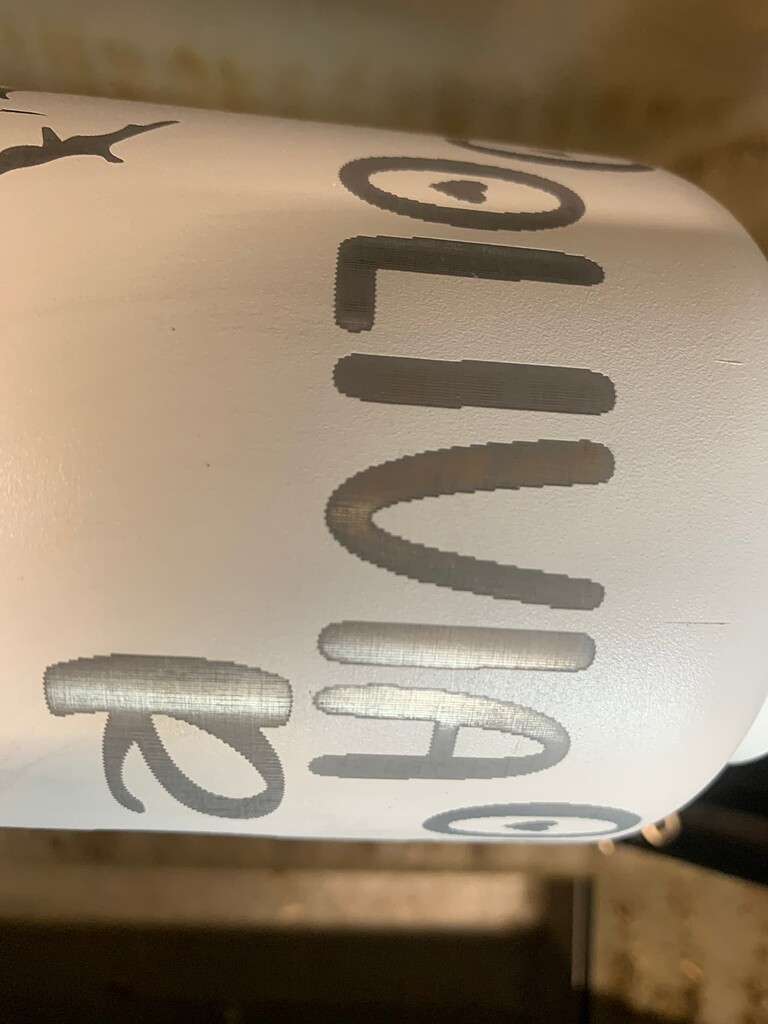 When engraving words the letters have a jagged edge they look fine on ...