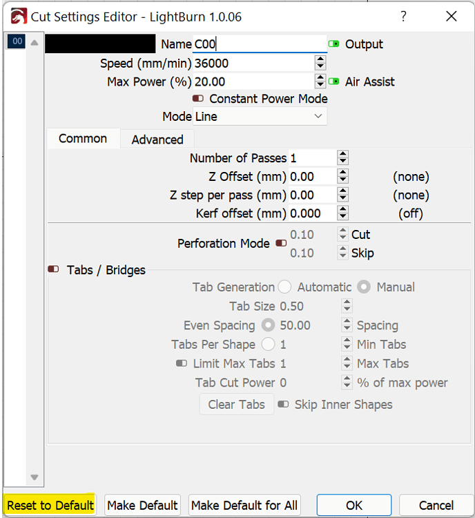  Settings Load Default Layer Settings On New Or Restart Not Working As Expected LightBurn 