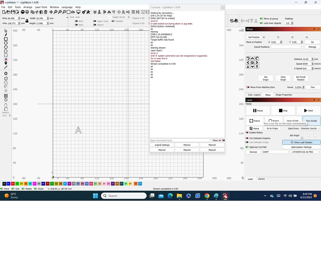 Cannot cut multiple shapes or letters after GRBL upgrade and adding ...