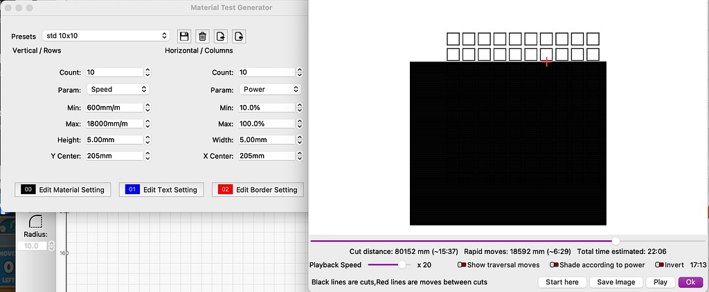 Material Test Generator creates a black box over squares - LightBurn ...