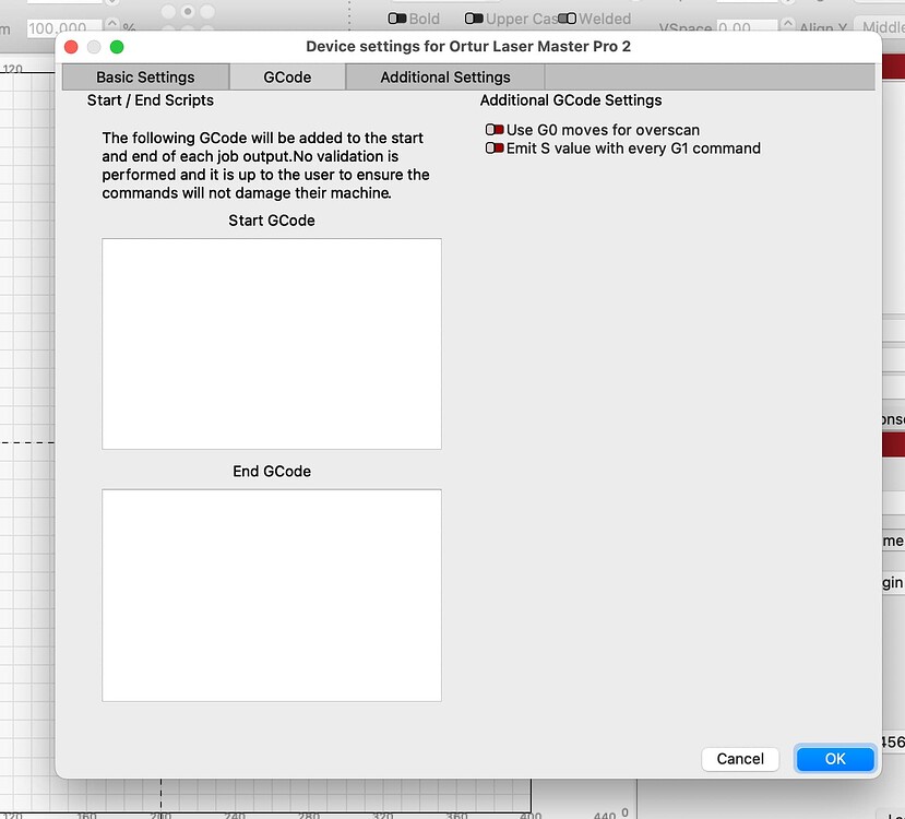 Custom gcode for cut start/end? - LightBurn Software Questions ...