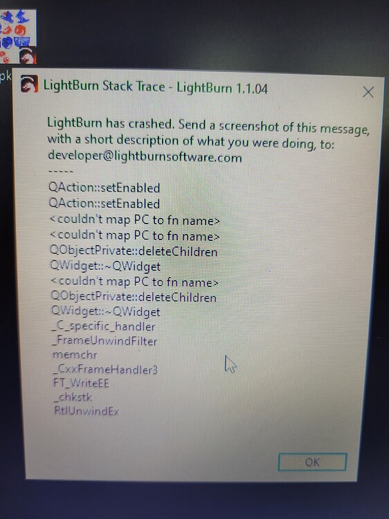 Lightburn has crashed - LightBurn Software Questions - LightBurn Software Forum