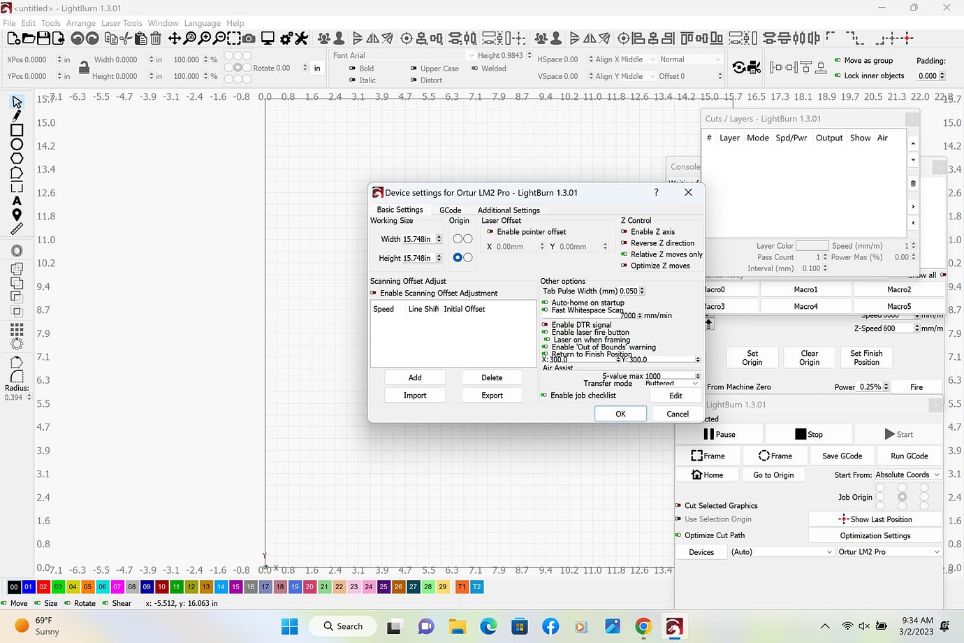 Missing Constant power mode selection in light burn settings - LightBurn Software Questions ...