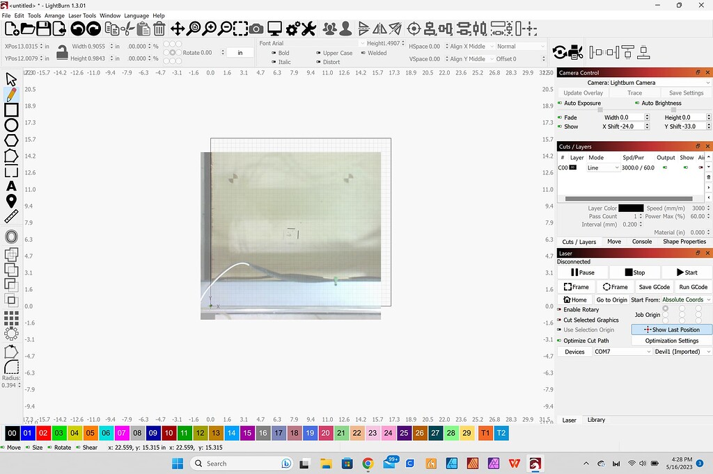Camera overlay not lining up with grid - Cameras - LightBurn Software Forum
