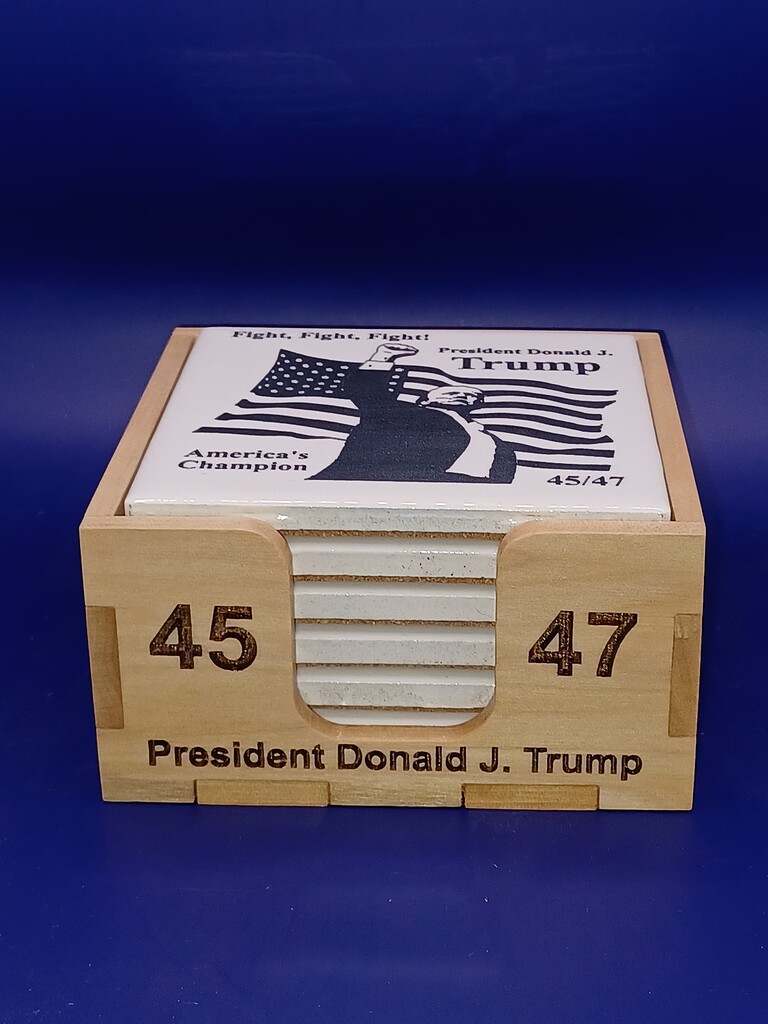 Trump Coasters In Custom Box - Finished Creations - LightBurn Software ...