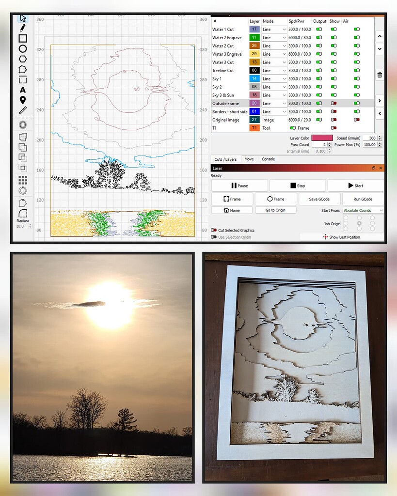 New design based upon a sunset - Finished Creations - LightBurn ...