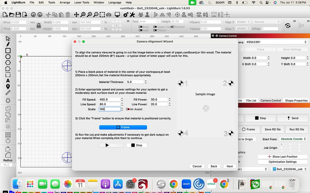 Camera Alignment Wizard & Spinning Rainbow Wheel - LightBurn Software ...