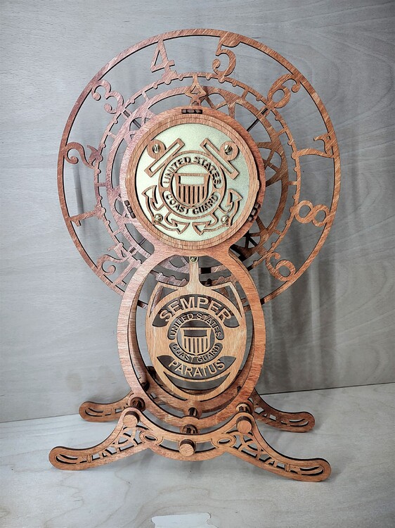 No clock hands, the dial/clock face turn counter clockwise behind a a ...
