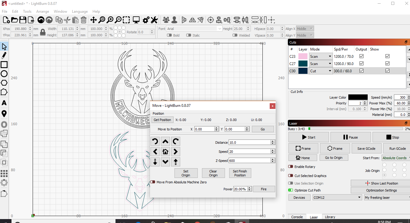 Cant Control Laser Movement Lightburn Software Questions Lightburn Software Forum